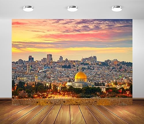 Amazon.com : BELECO 5x3ft Fabric Jerusalem Old City at Sunset Backdrop ...