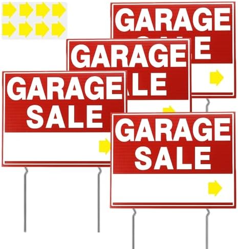 Amazon.com: 4 Packs Garage Sale Signs with Stake 17" x 13" Double Sided ...