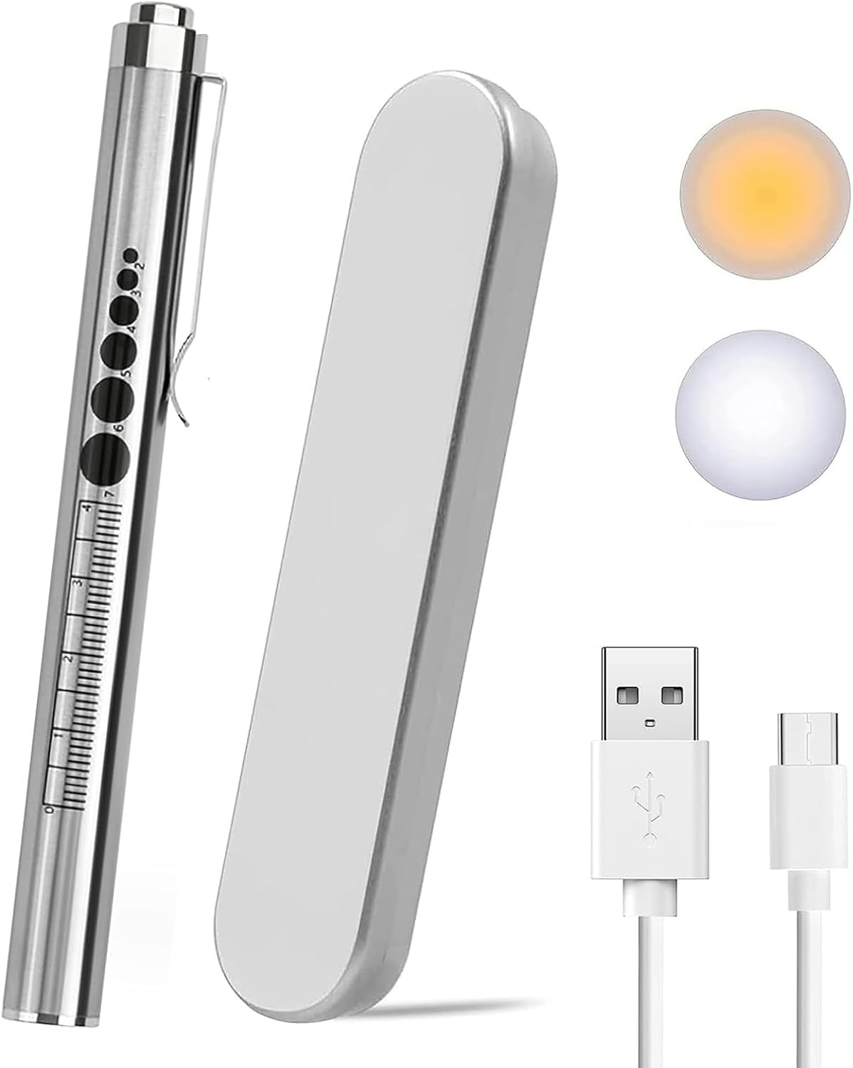 yuentoen Pen Light, LED Pupil Gauge Penlight with 2 Light LED Sources ...