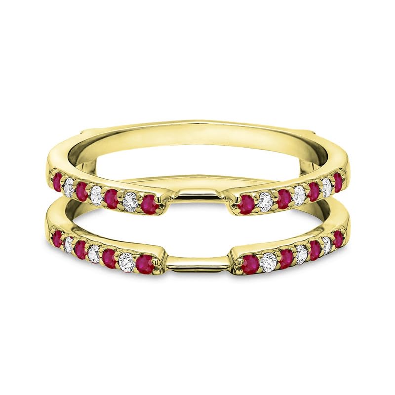 Amazon.com: Red Ruby & White Diamond Enhancer Guard For Women, 14k Gold ...