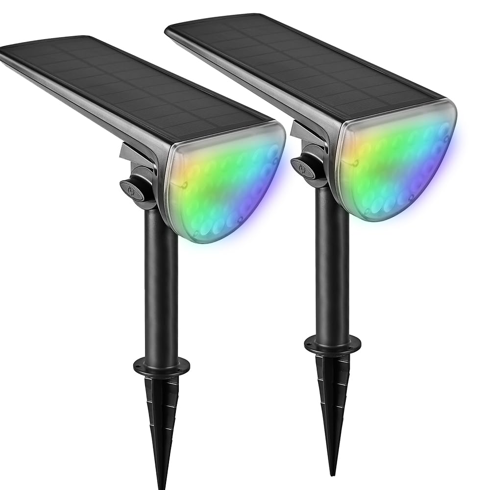 Solar Landscape Spotlights, Color Changing RGB Landscape Path Lights ...