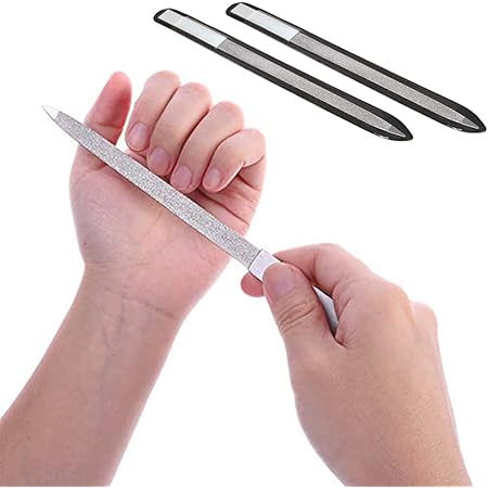 Amazon.com : 3 Pieces Diamond Nail File Set Stainless Steel Double Side ...