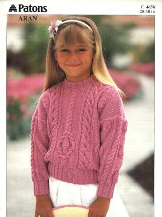 PATONS 4658 KNITTING PATTERN : Chld's aran sweater (20-30in) : Patons ...