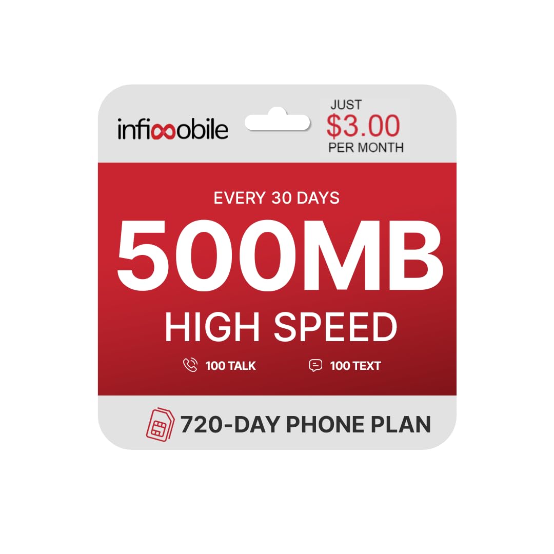 Amazon.com: $3/Month | Infimobile Prepaid Plan: 24 Months | 500MB High ...