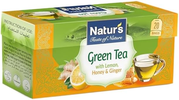 Natur's Green tea with lemon, honey & ginger 40 g : Amazon.ae: Grocery
