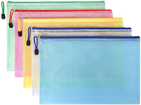 10pcs A4 Mesh Zipper Bags, Conversion File Folders Waterproof Document ...