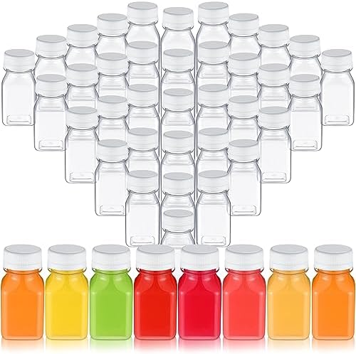 Amazon.com: 100 Pcs 2oz Small Clear Plastic Juice Bottles with Lid for ...