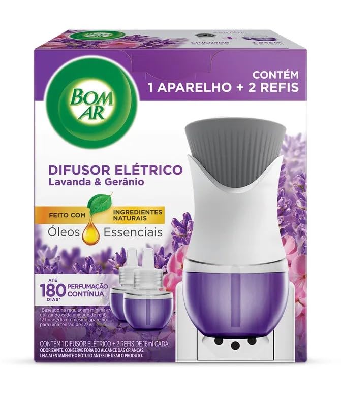 Difusor Bom Ar Elétrico Lavanda & Gerânio 2 Refis | Amazon.com.br