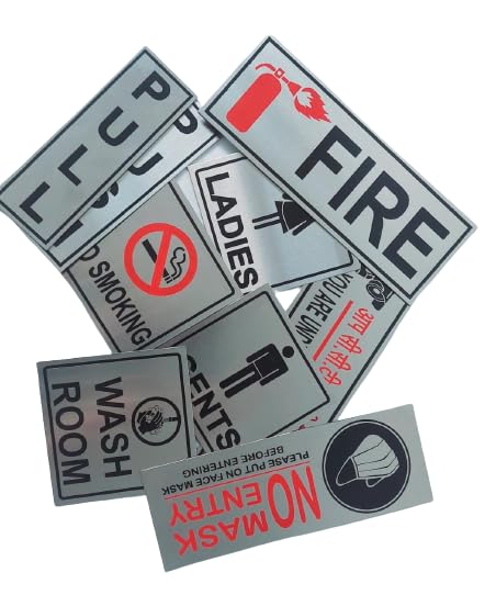 KMA Stainless Steel Finish Office Signage Self Adhesive Sticker Push ...