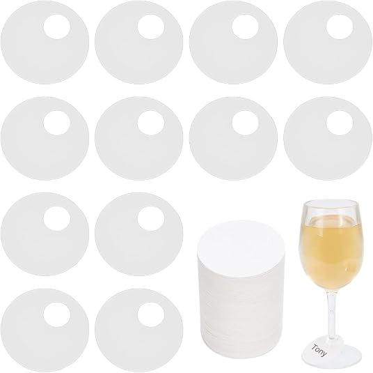 Amazon.com: FINGERINSPIRE 150 Pcs Paper Round Drink Name Tags 2" Blank ...