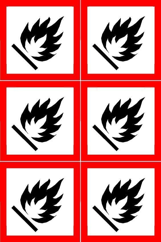 Highly Flammable coshh Symbol Safety Sign - Pack of 6 100mm x 100mm ...