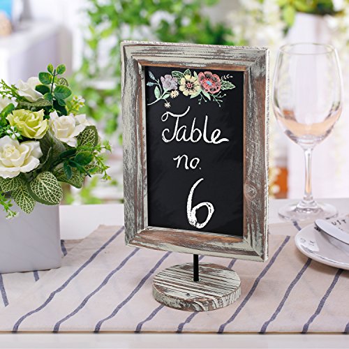 MyGift Set of 2, 12 Inch Chalkboard Sign with Torched Wood - Want It All