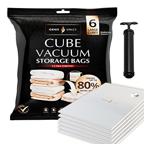 GENIE SPACE - Incredibly Strong Premium Cube Space Saving Vacuum Bags ...