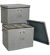 Amazon.com: 12-Inch Vinyl Record Storage Boxes with Lids and Handles ...