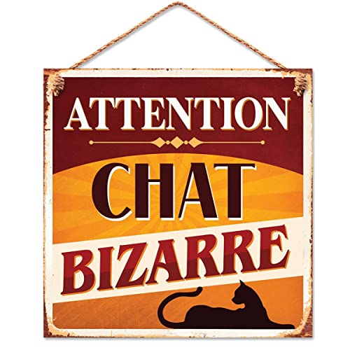 STC – Metal Sign “Attention Chat Bizarre” (French Language) – BigaMart