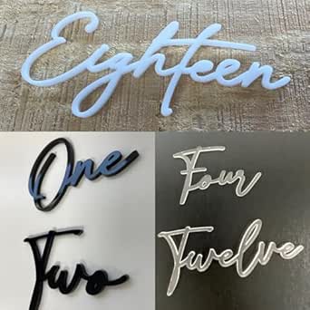 Cursive Wedding Table Number SET, DIY thin modern Black or White ...