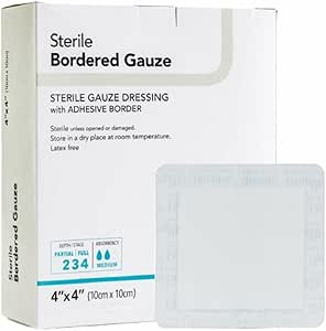 Amazon.com: Dermarite Industries Bordered Gauze Pad, 6x6/4x4, 100 Count : Industrial & Scientific