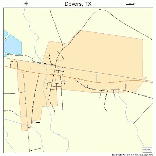 Large Street & Road Map of Devers, Texas TX - Printed poster size wall ...