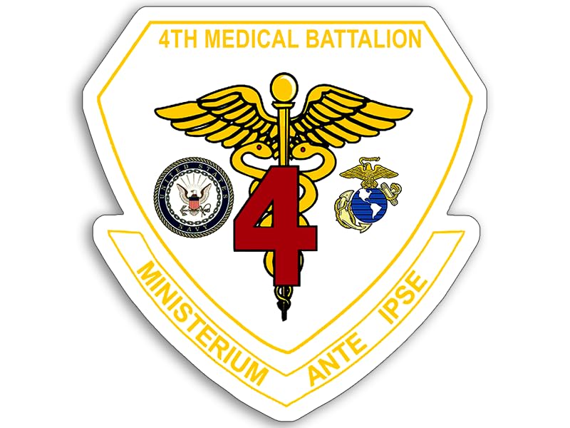 Amazon.com - 4th Medical Battalion Insignia Shaped Sticker (Marine ...