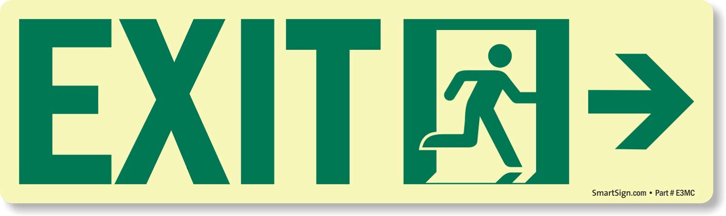 SmartSign - S-5585-GS-4.5x14 "Exit" Label with Right Arrow | 4.5" x 14 ...
