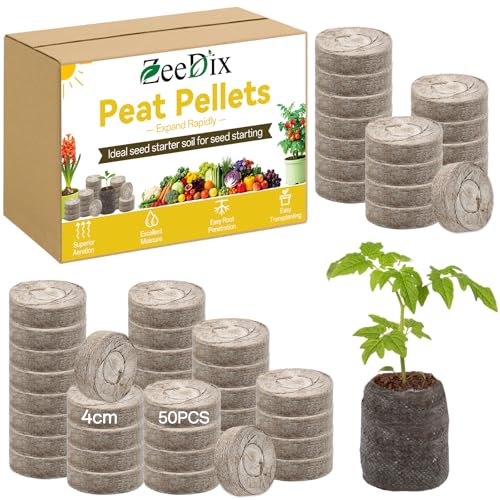 ZeeDix 50Pcs 40mm Compressed Peat Pellet Fiber Soil Plant Seed Starters ...