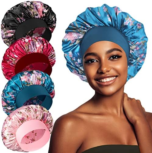 Amazon.com : 4PCS Silk Bonnet Satin Bonnet Silk Sleep Cap for Sleeping ...