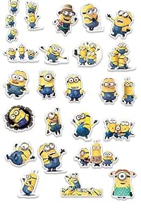 D2C Minion Scrapbook Cartoon Stickers - Pack of 24 Glitter Finish ...