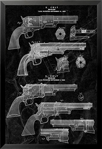 Buyartforless Framed Colt Revolver Blueprint 12x16 Art Print Poster ...