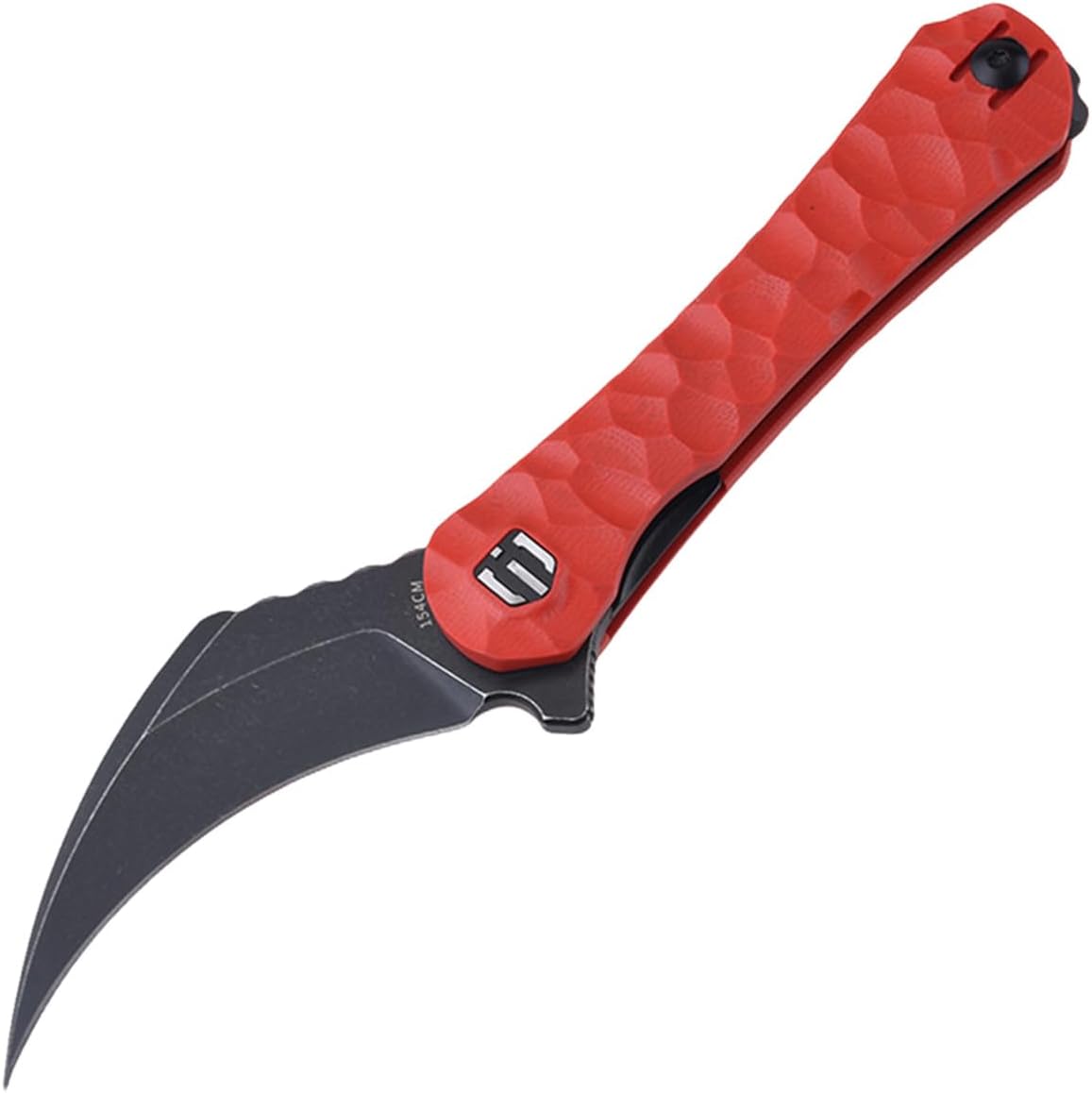 Amazon.com: SHIELDON Scythe(XL) Folding Knife 154CM Steel Titanium Coating 2.92" Hawkbill Point ...