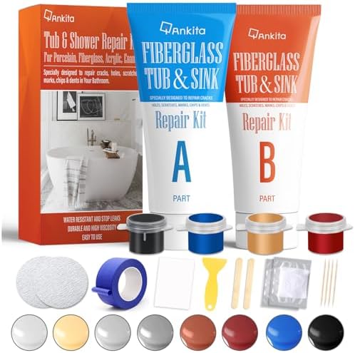 Amazon.com: Fiberglass Tub Repair Kit (Color Match), 3.7oz Fiberglass ...