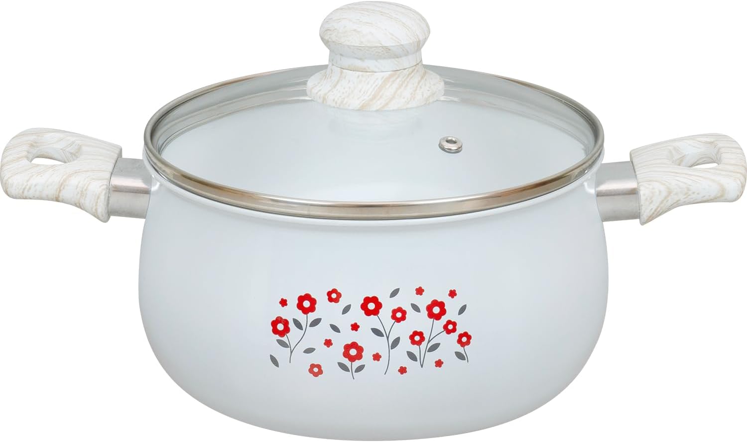 Amazon.co.jp: 和平フレイズ(Wahei freiz) 卓上鍋 24cm IH・ガス 両手鍋 セラミック加工 ホーロー加工 ホワイト 白 昭和レトロ レトル RB-2866 ...