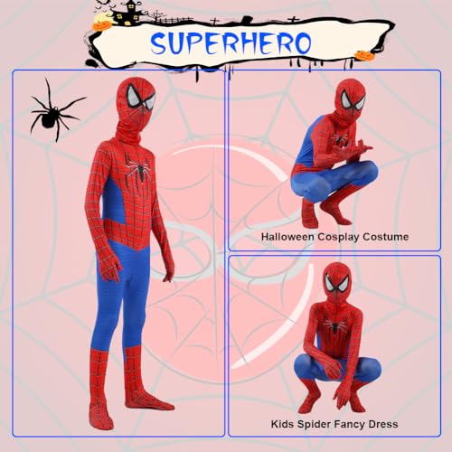 AOOWU Spider Costume for Kids, Boys Superhero Costume Jumpsuit with ...