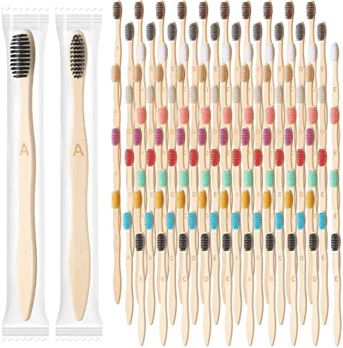 Amazon.com : Sieral 120 Pcs Bamboo Toothbrushes Bulk Soft Bristle ...