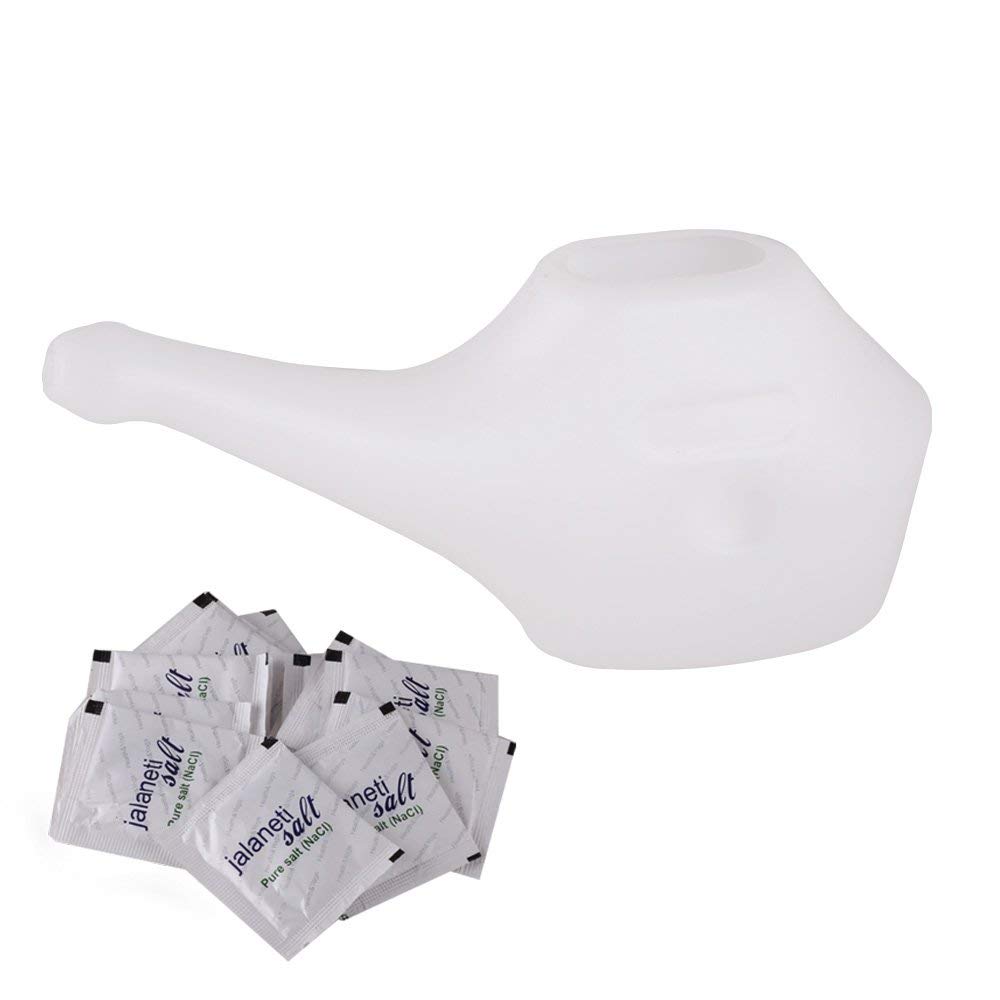 HealthAndYoga® QwikFlo Plastic Neti Pot (White-200 ml) + HealthAndYoga ...