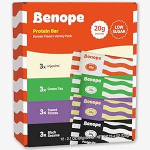 Amazon.com : Benope Protein bar Korean Flavors Variety Pack 60g x 12ea, high protein, low sugar ...