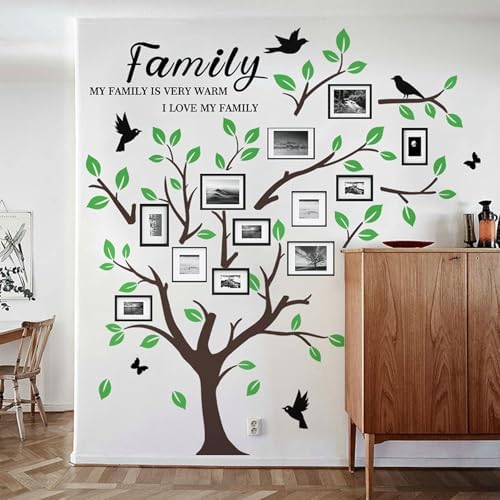 Amazon.com: Buiory Removable Large Family Tree Wall Decal 3D Peel and ...