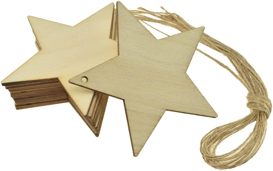 Amazon.com: Acoeitl Wooden Star Shape Blank Pieces Wood Slices Cutouts ...