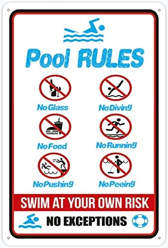 Amazon.com : Pool Rules Signs No Diving No Glass Sign, No Food No ...
