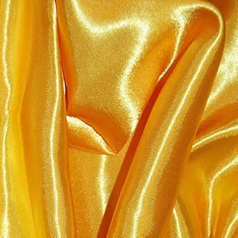 Kashvi Luck Fabrics Golden Yellow Silky Satin Dress Fabric Plain Satin ...