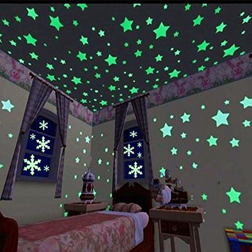 Amazon.com: FECEDY® Blue 300pcs Plastic 3D Stars Glow in The Dark ...