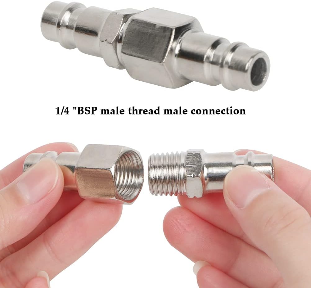 10 PCS Air Line Connectors， Euro Airline Hose Compressor Fittings ，1/4 ...