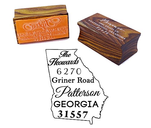 Custom Georgia State Map Stamp Wood Mounted Rubber Stamp Family Return ...