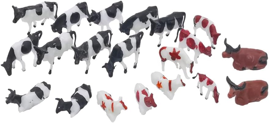 Amazon.com: Hiawbon Mini Colorful Cattle Figurines Simulated Cattle HO ...