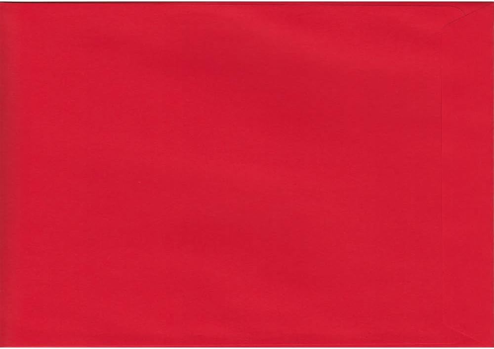 50 Bright Red C4 (to fit A4) Envelopes - 324mm x 229mm - Straight ...