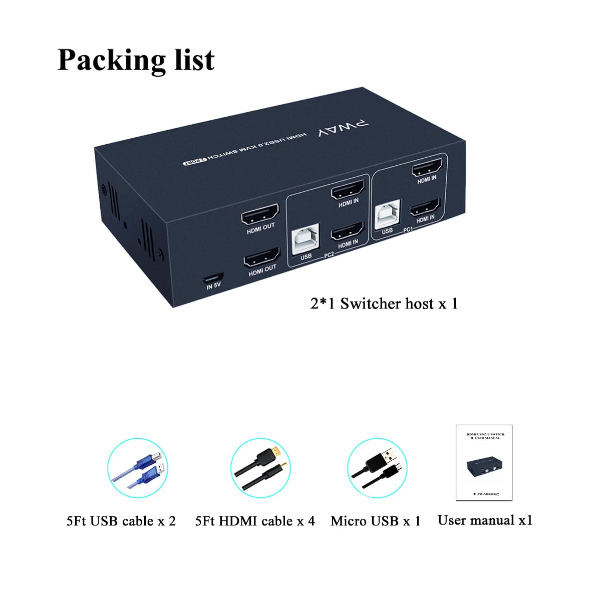 Snapklik.com : 2 Port Dual Monitor KVM Switch HDMI 4K30Hz, 2 USB 2.0 ...
