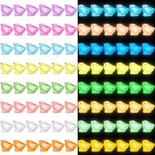 Amazon.com: 96 Pcs Mini Animals Chickens Luminous Miniature Resin ...