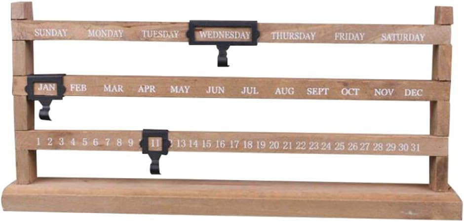 Vosarea Perpetual Desk Calendar, Sliding Wooden Calendar for Home Decor ...