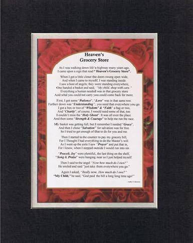 Buy Touching and Heartfelt Poem for Inspirations - Heaven's Grocery ...