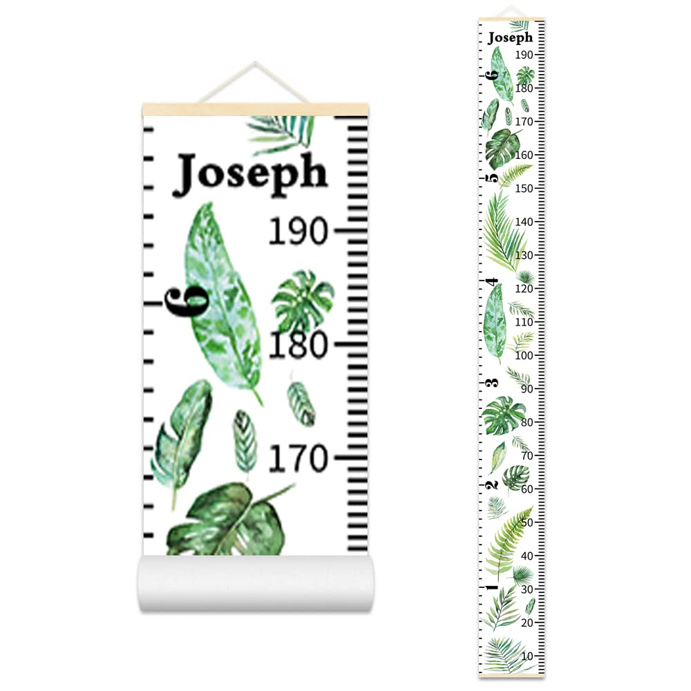 Amazon.com: Personalized Green Leaves Growth Chart for Kids, Baby ...