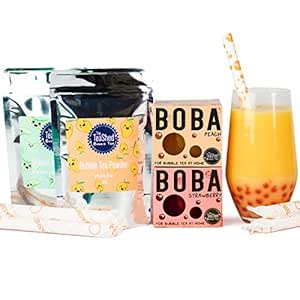 Amazon.com: Bubble Tea Powder Kit With 6 Servings | Powder + Boba Set ...